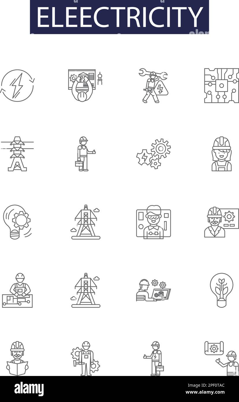 Eleectricity line vector icons and signs. current, voltage ...