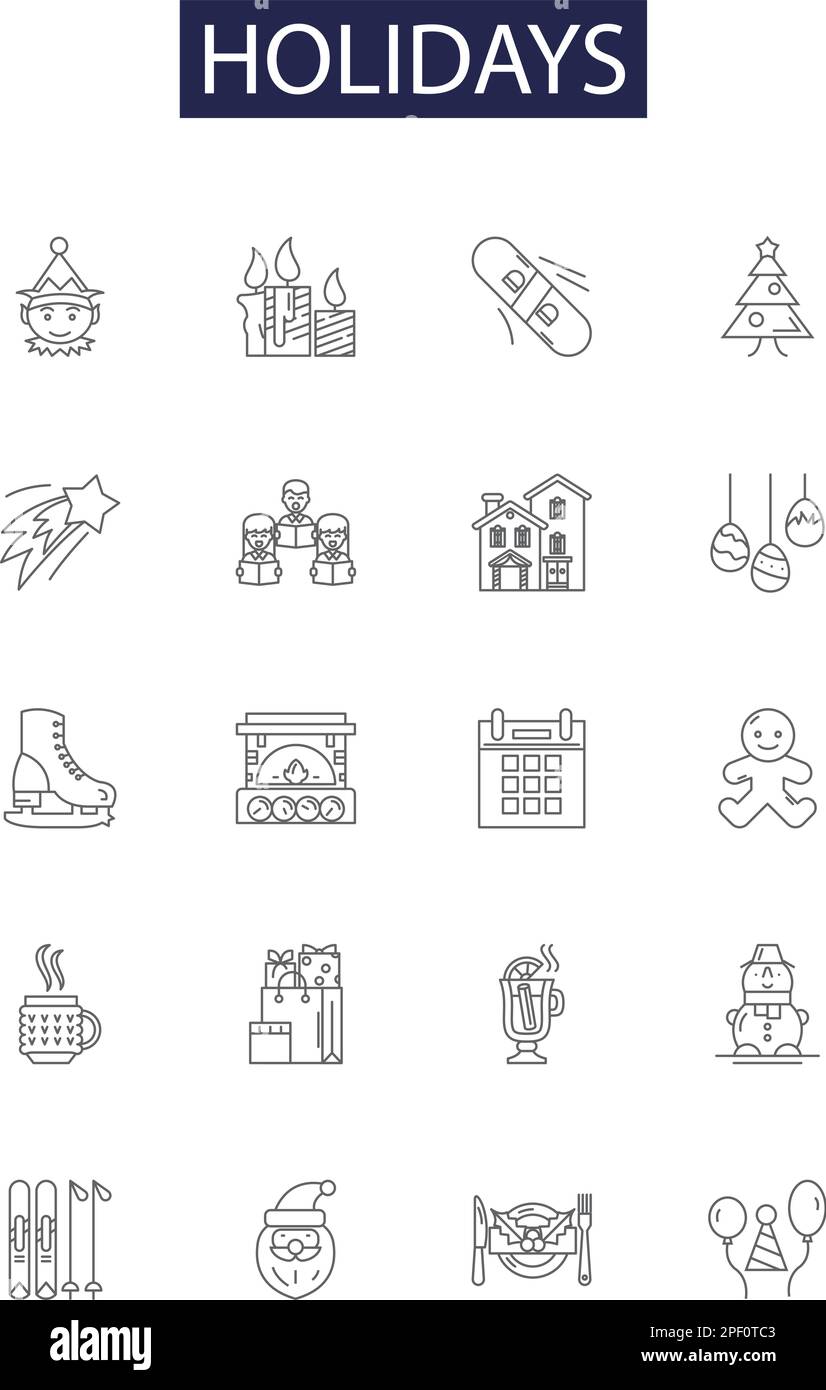 Holidays line vector icons and signs. Breaks, Retreats, Respite ...