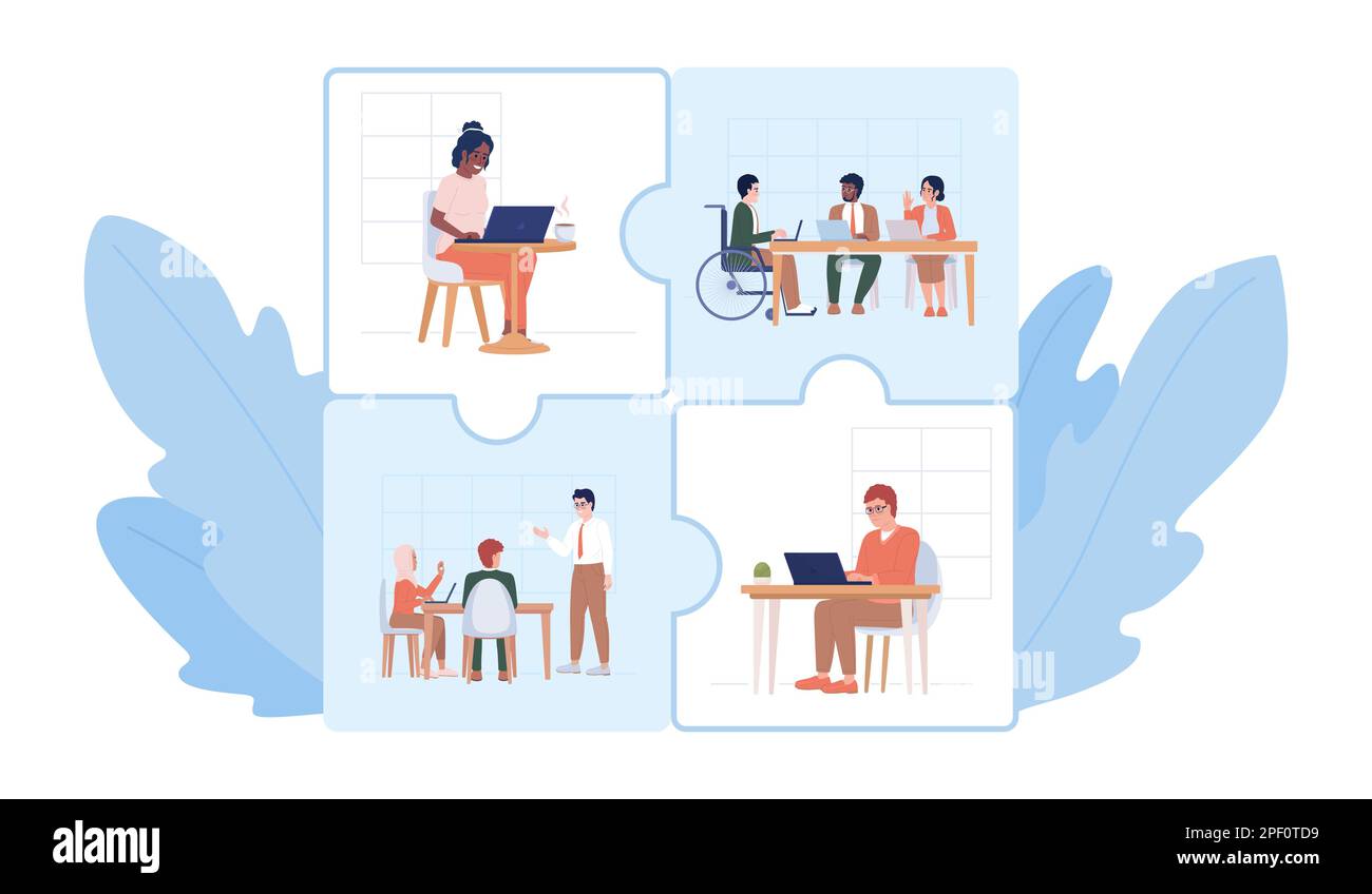 Flexibility in teamwork flat concept vector spot illustration Stock ...