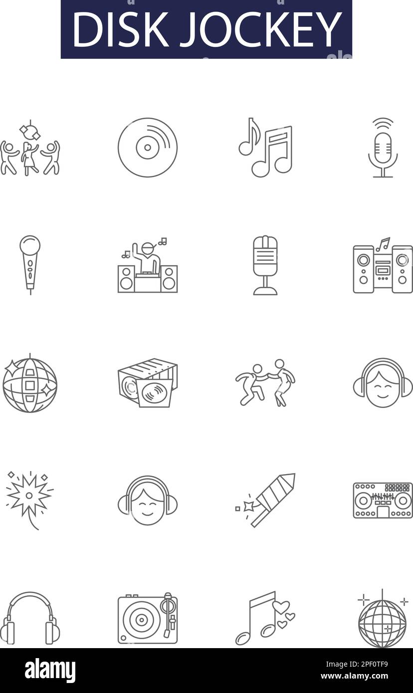 Disk jockey line vector icons and signs. Disc-Jockey, Disk-Jockey ...