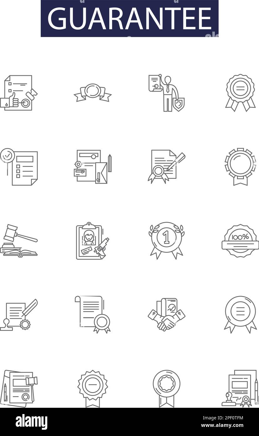 Guarantee line vector icons and signs. Security, Vouch, Surety, Assure ...