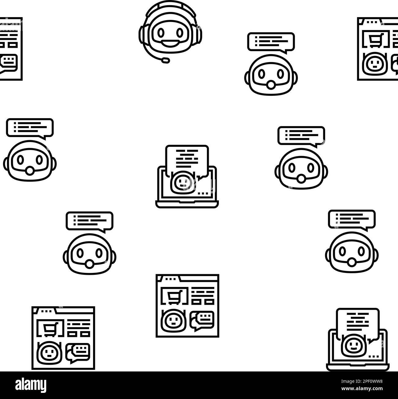 chat bot robot service online vector seamless pattern Stock Vector ...