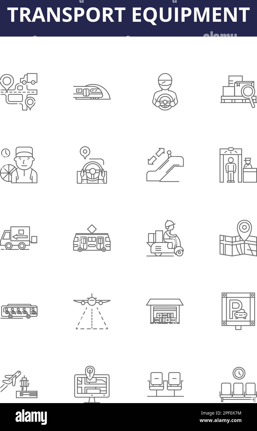 Transport equipment line vector icons and signs. Equipment, Cars ...