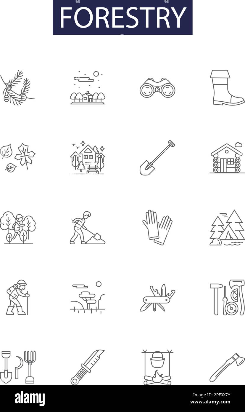 Forestry line vector icons and signs. forestry, timber, forestrymanage ...