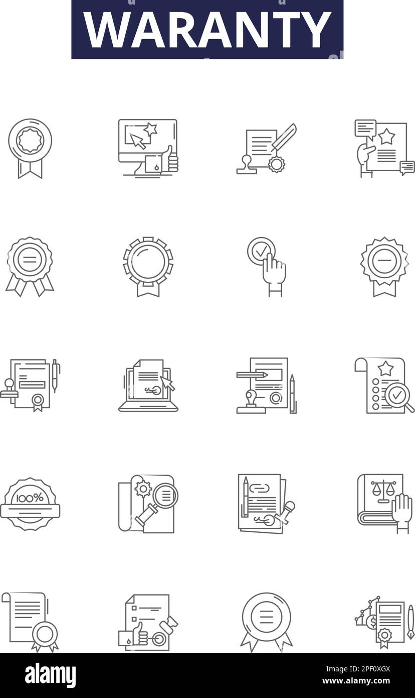 Waranty line vector icons and signs. Security, Assurance, Protection ...