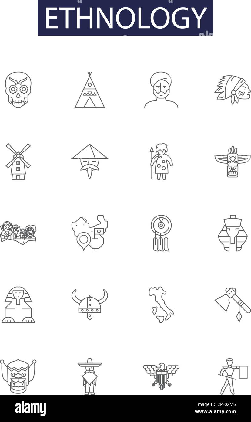 Ethnology line vector icons and signs. Society, Anthropology, Culture ...