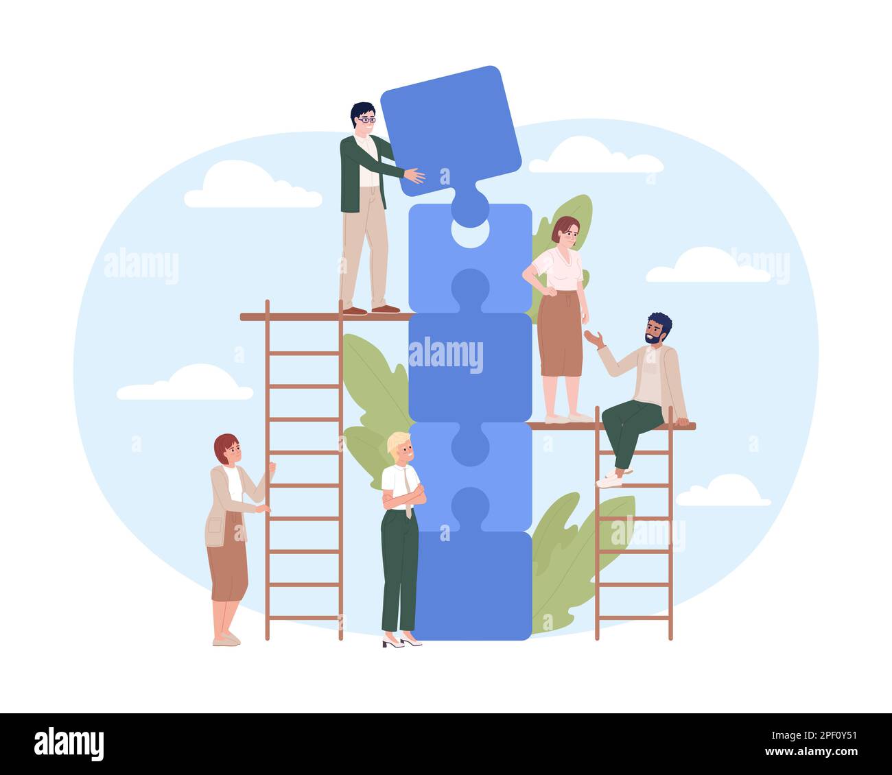 Managing Team Tasks Flat Concept Vector Spot Illustration Stock Vector