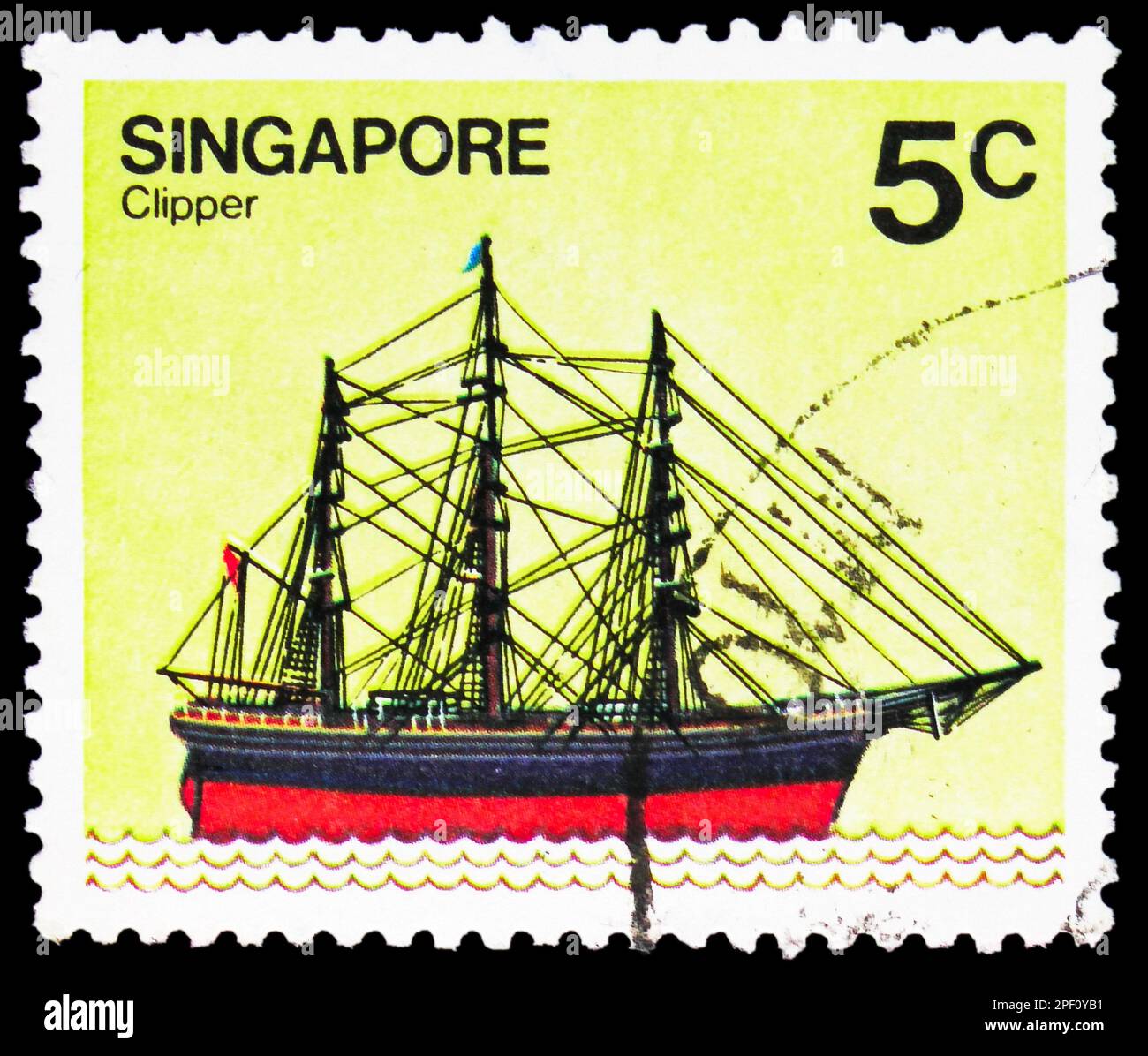 MOSCOW, RUSSIA - FEBRUARY 17, 2023: Postage stamp printed in Singapore ...