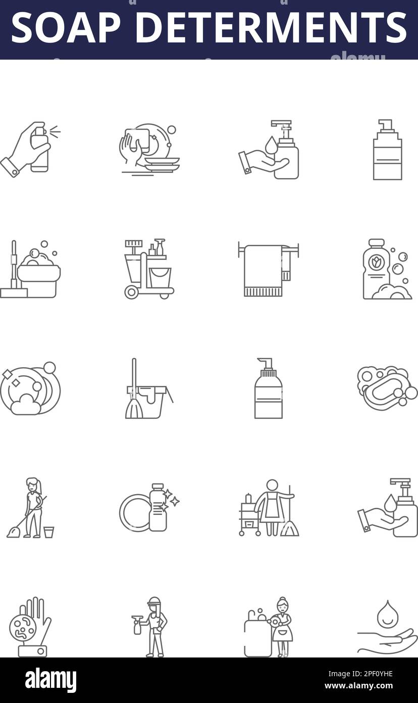 Soap determents line vector icons and signs. detergent, cleansing ...