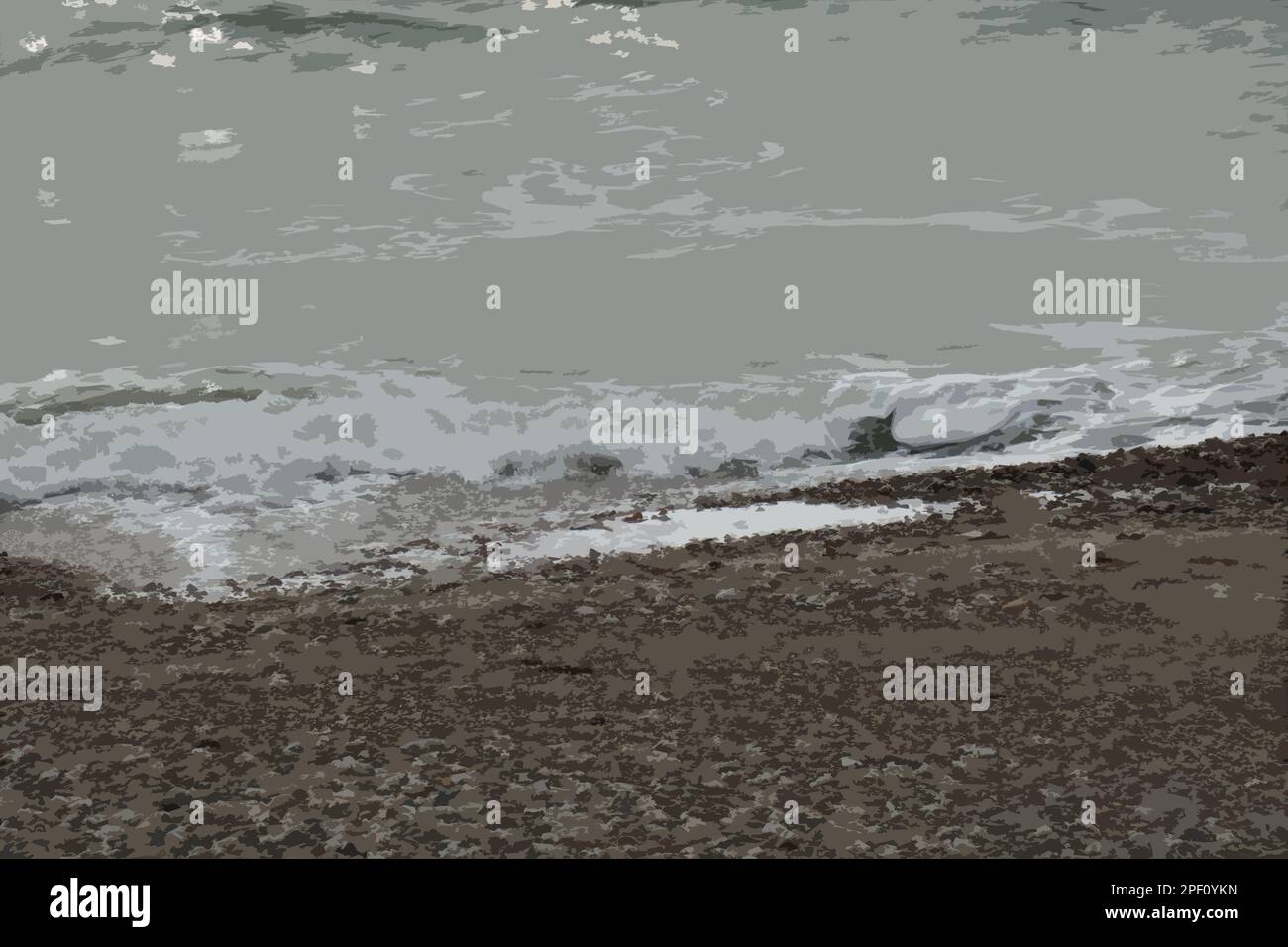 Illustration of waves breaking on the beach Stock Photo - Alamy
