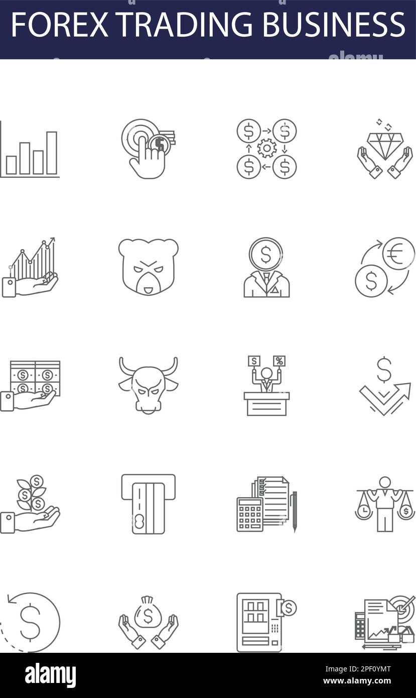 Forex trading business line vector icons and signs. chart, business ...