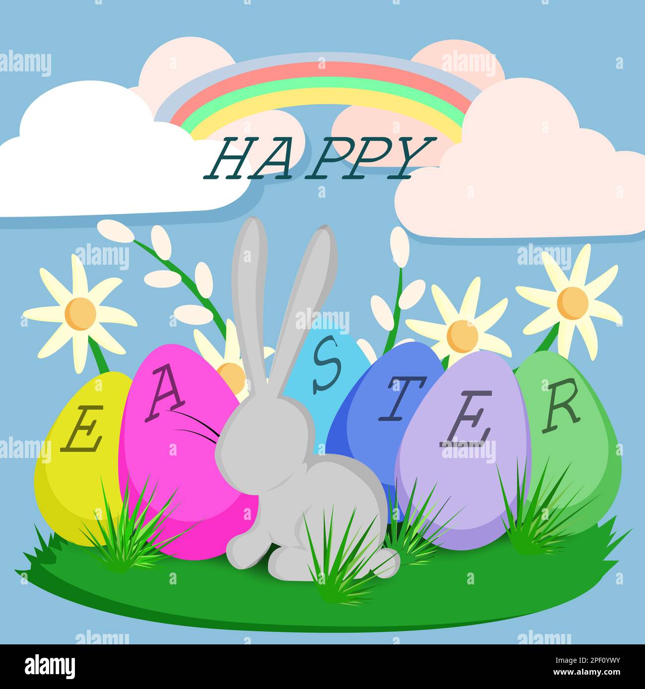 cute drawing with bunny for merry easter Stock Vector Image & Art - Alamy