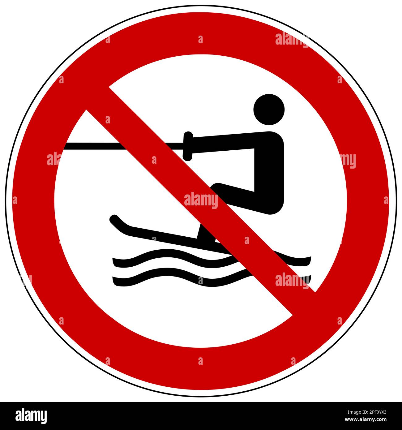 ISO 7010 no towed water activity sign Stock Photo - Alamy