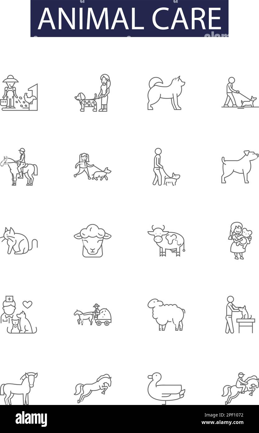 Animal care line vector icons and signs. Care, Veterinary, Pet, Feeding ...