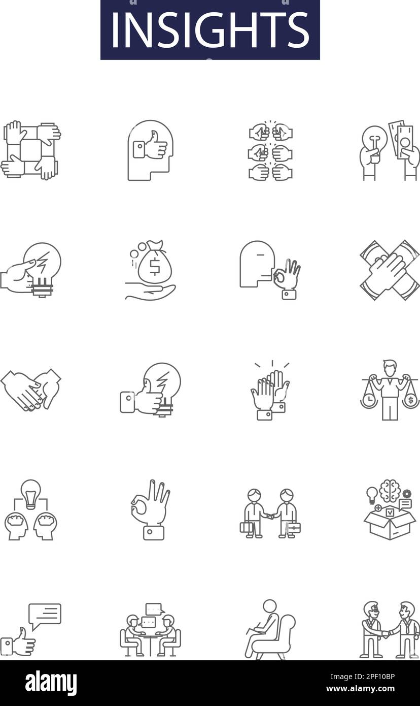 Insights line vector icons and signs. comprehension, knowledge ...