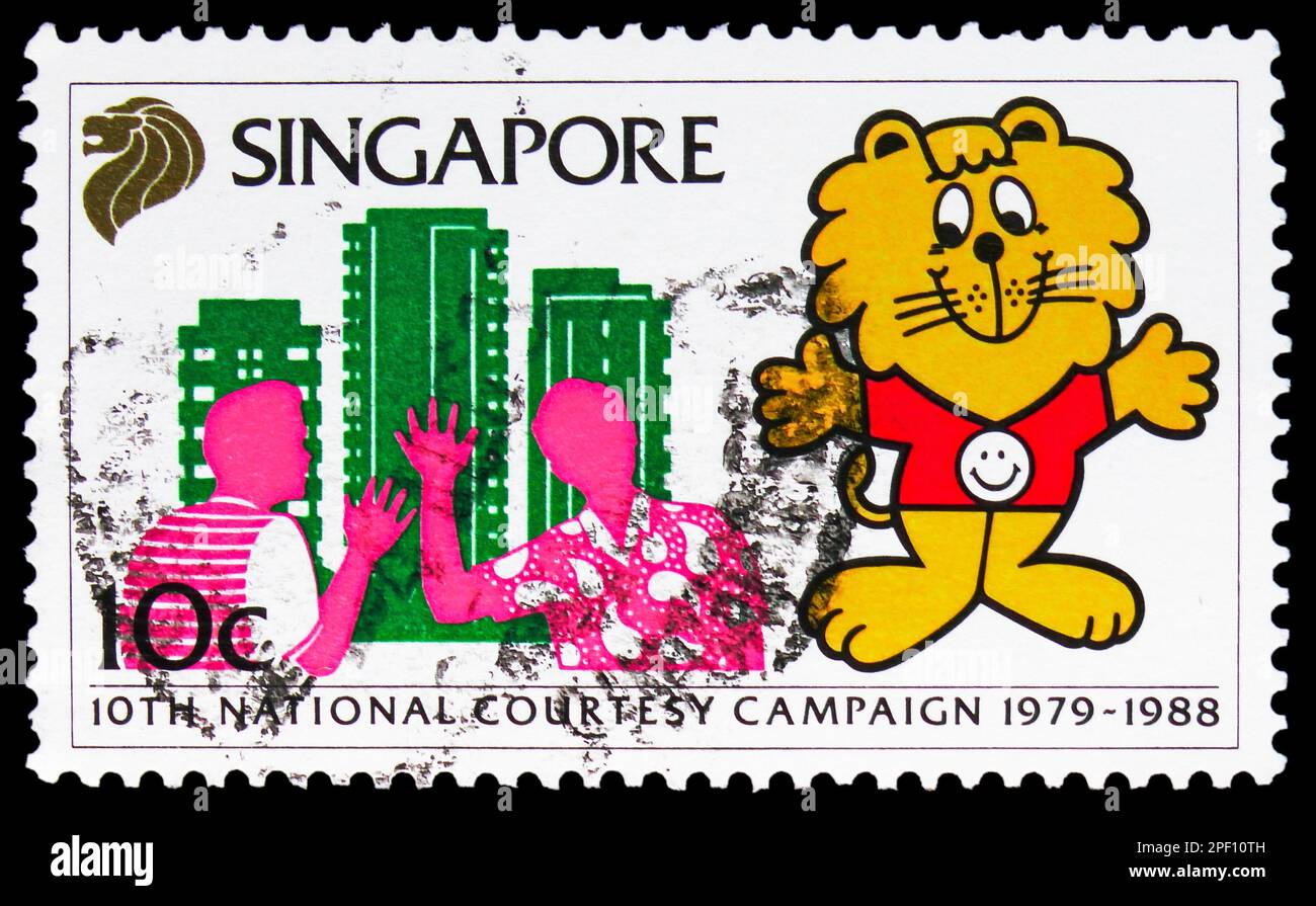 MOSCOW, RUSSIA - FEBRUARY 17, 2023: Postage stamp printed in Singapore ...