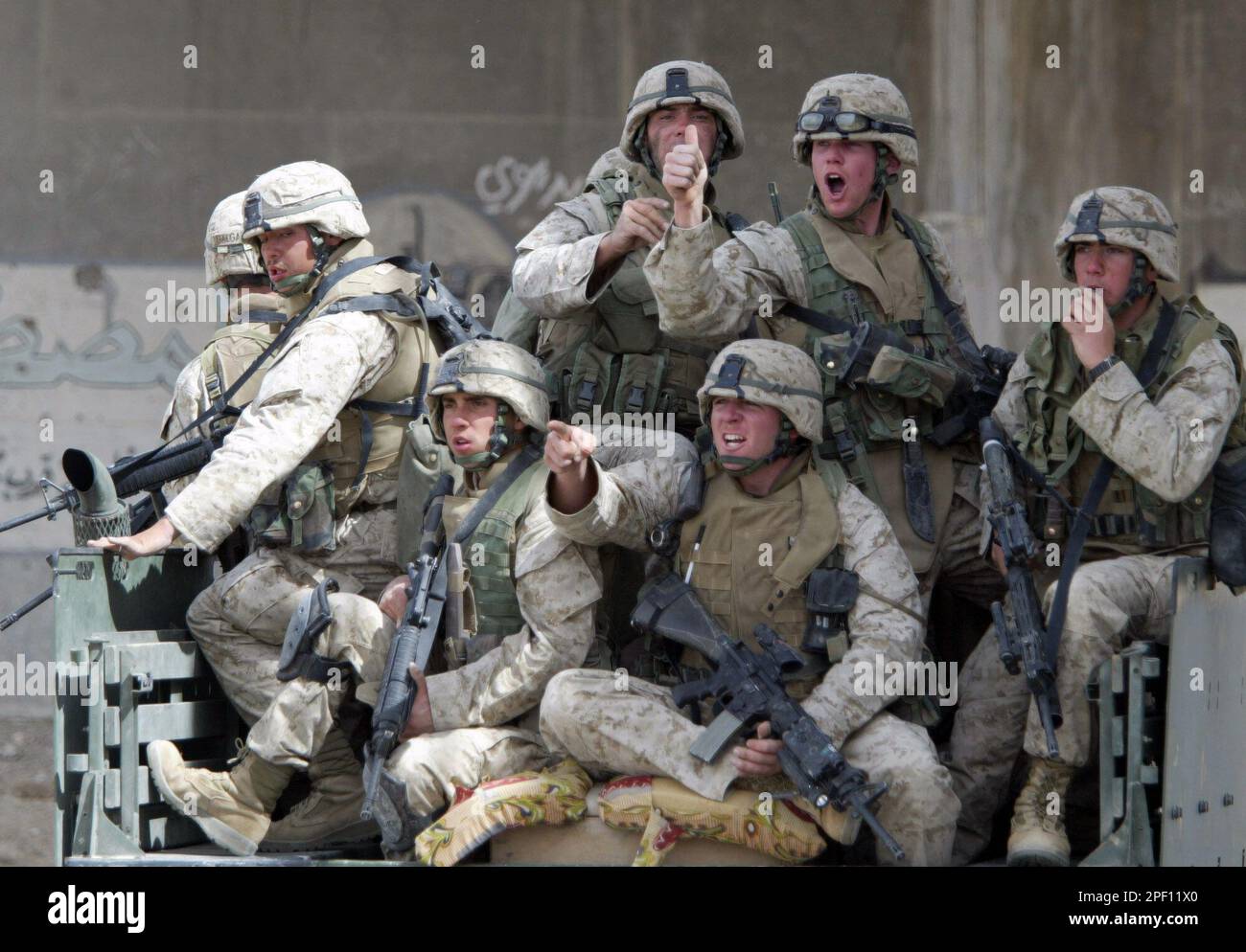 U.S. Marines with the 2nd Battalion 1st Marine Regiment in a military ...