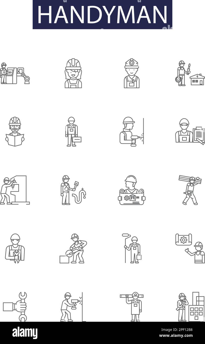 Handyman line vector icons and signs. Fixer, Repairer, Craftsman ...