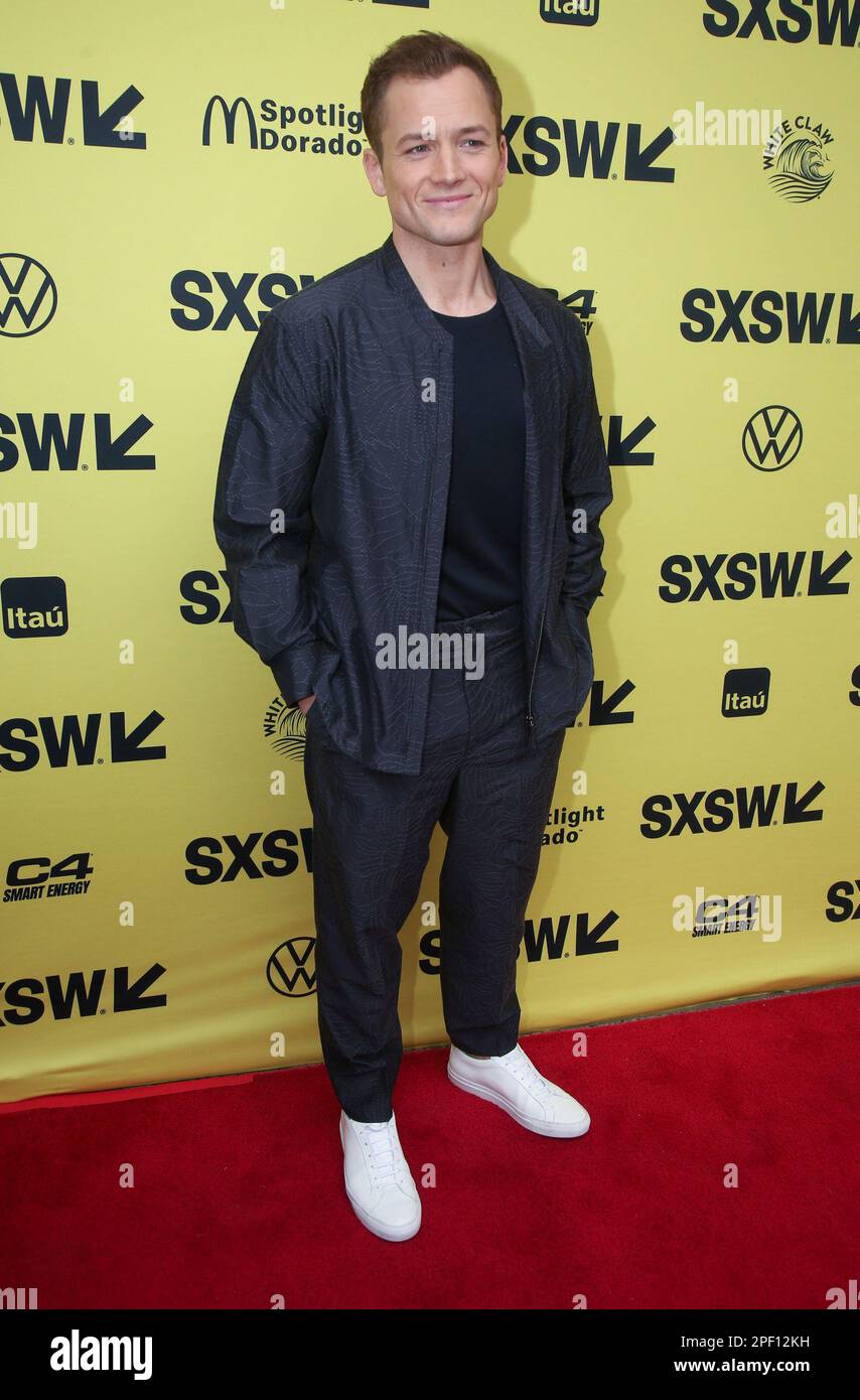 Taron Egerton arrives for the "Tetris" world premiere during the South ...