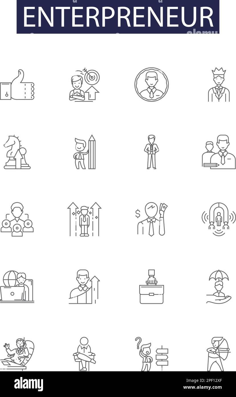 Enterpreneur line vector icons and signs. Start-up, Businessman ...