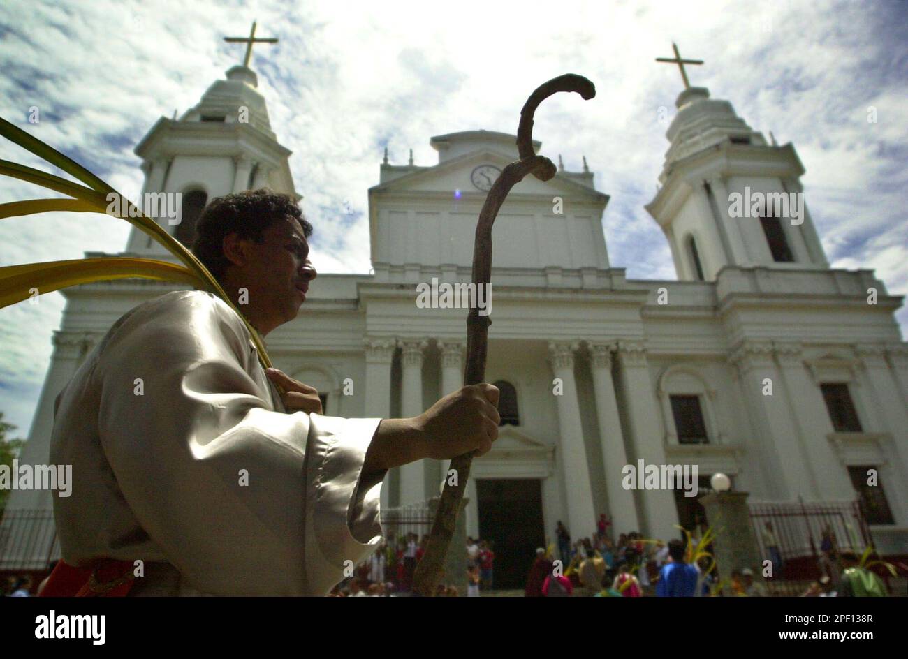 A Costa Rican lay person takes part in a Holy Week procession on Palm ...