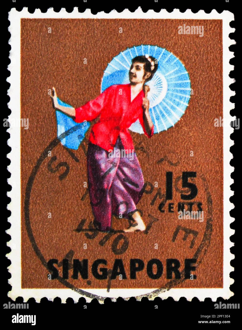 MOSCOW, RUSSIA - FEBRUARY 17, 2023: Postage stamp printed in Singapore ...