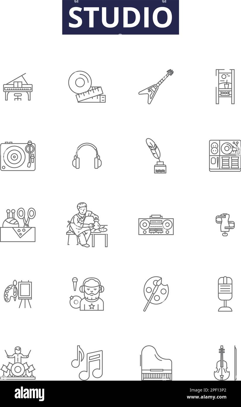 Studio line vector icons and signs. background, light, backdrop, empty ...