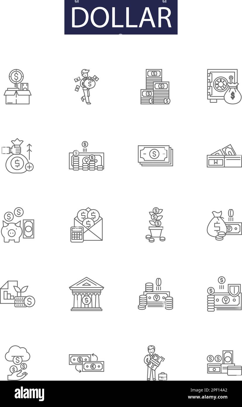 Dollar line vector icons and signs. Money, Currency, USD, Cash, Value ...