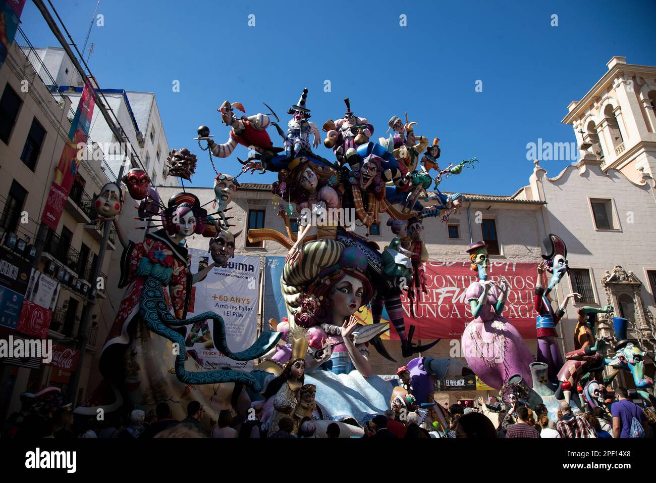Valencia, Spain, March 16, 2023. This photograph shows a 'falla' (a ...