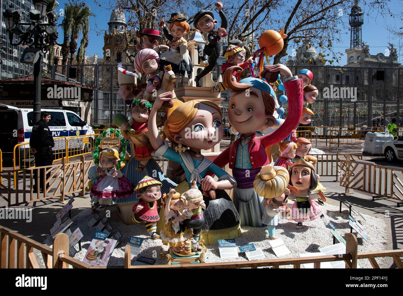 Valencia, Spain, March 16, 2023. This photograph shows a 'falla' (a ...