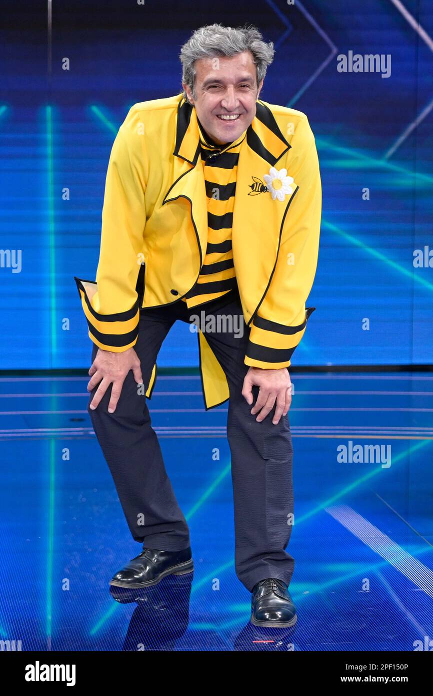 Rome, Italy. 16th Mar, 2023. Flavio Insinna attends the photocall of Rai program "Il cantante ...