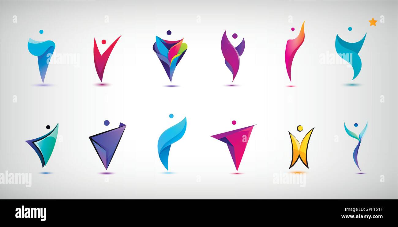 Vector set of man, human, person logos. Health and leader icons, body ...