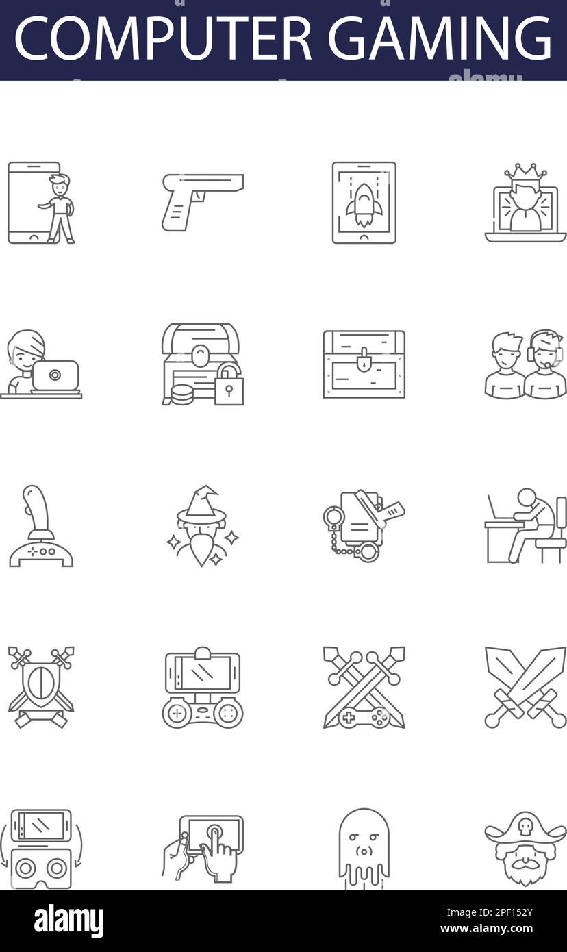 Computer gaming line vector icons and signs. Gaming, Console, Strategy ...