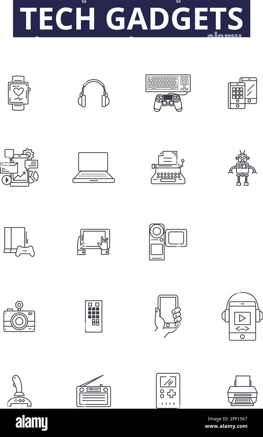 Tech gadgets line vector icons and signs. Gadgets, Electronics ...
