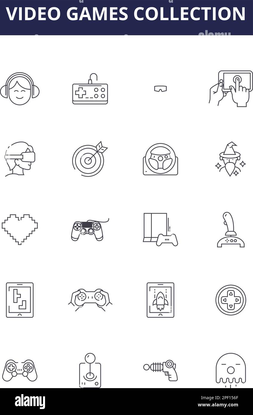 Video games collection line vector icons and signs. Video, Collection ...