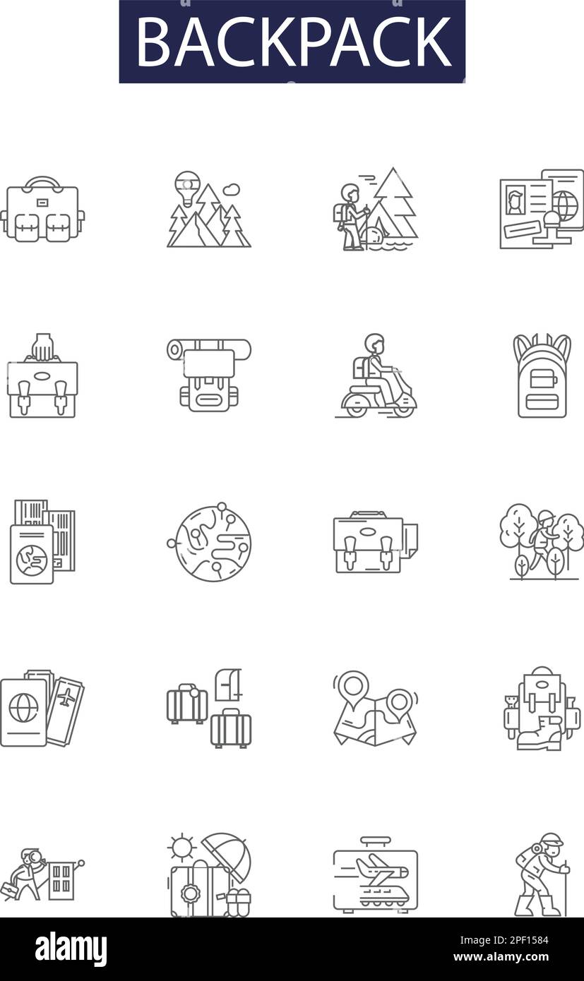 Backpack line vector icons and signs. Rucksack, Bag, Pack, Sack ...
