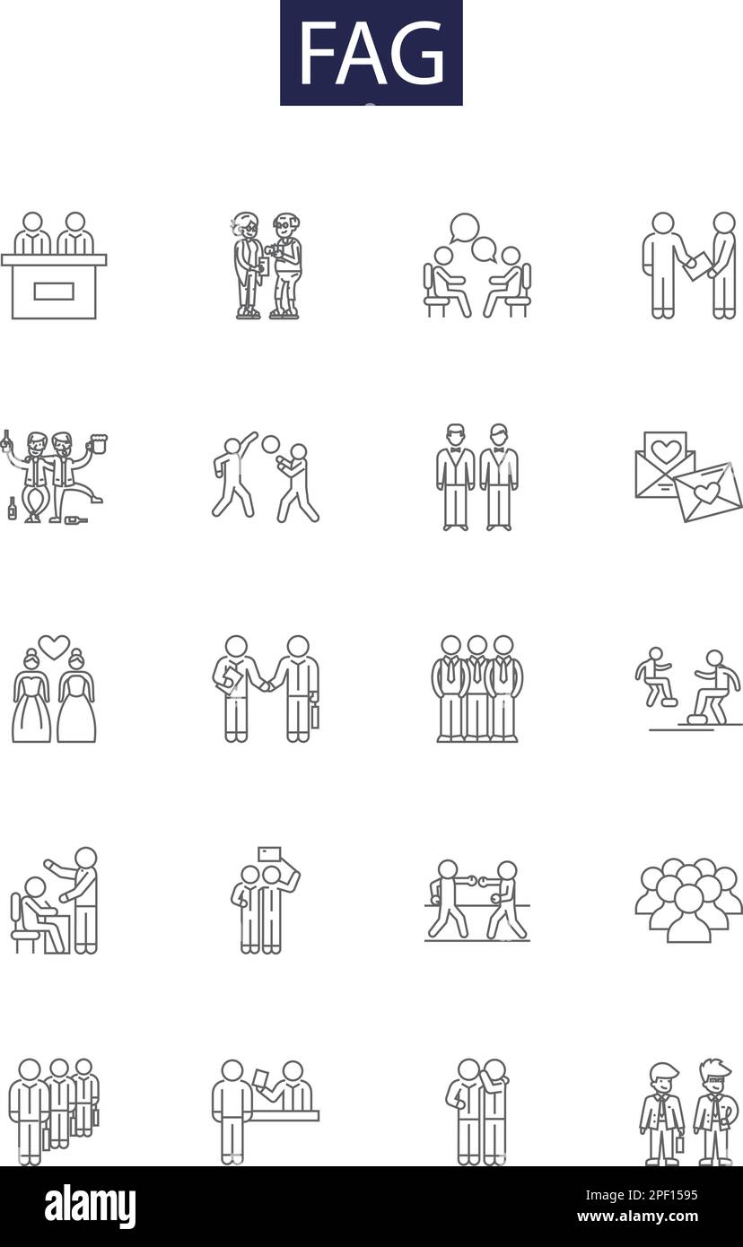 Fag line vector icons and signs. Cigar, Smoker, Smoking, Tobacco ...