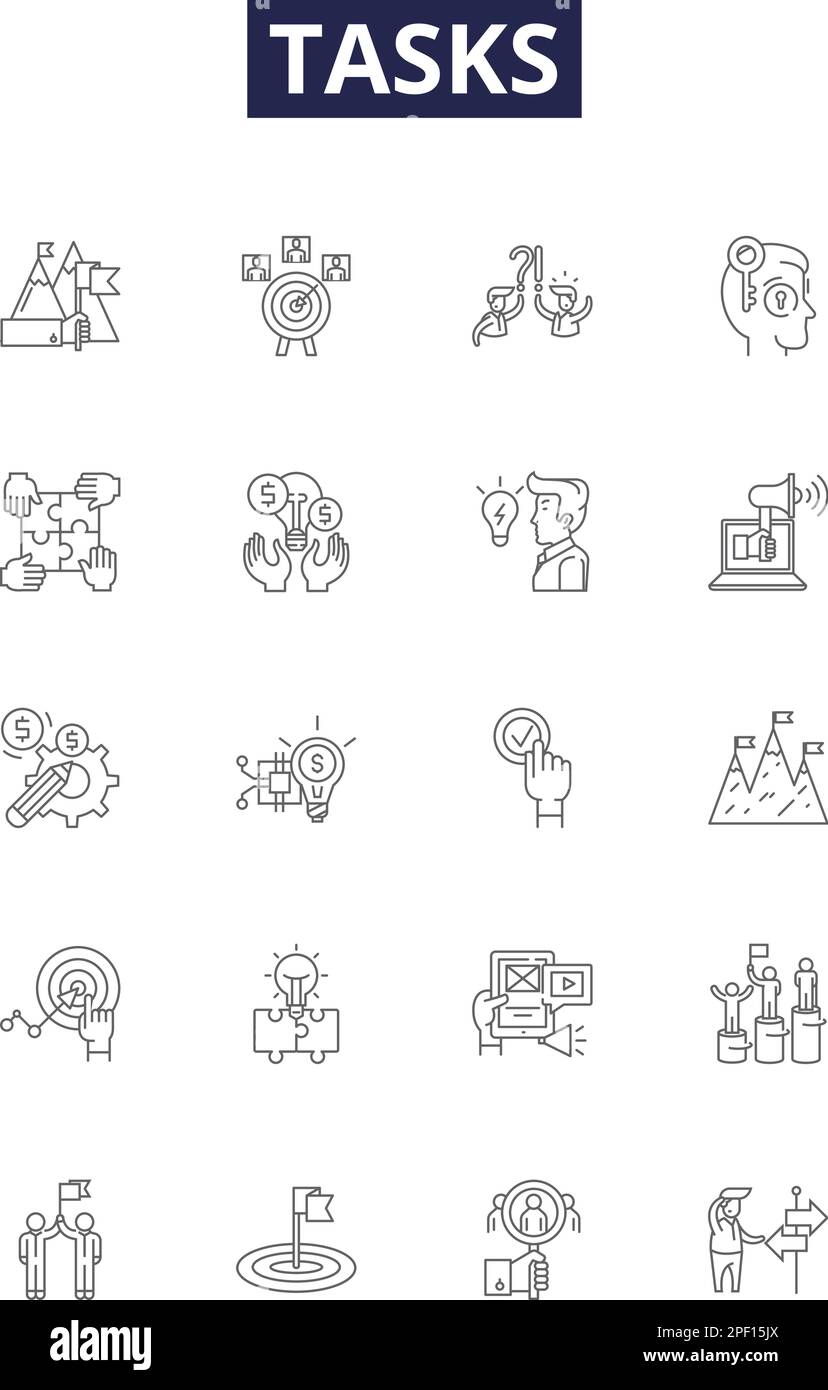 Tasks Line Vector Icons And Signs Assignments Projects Exercises
