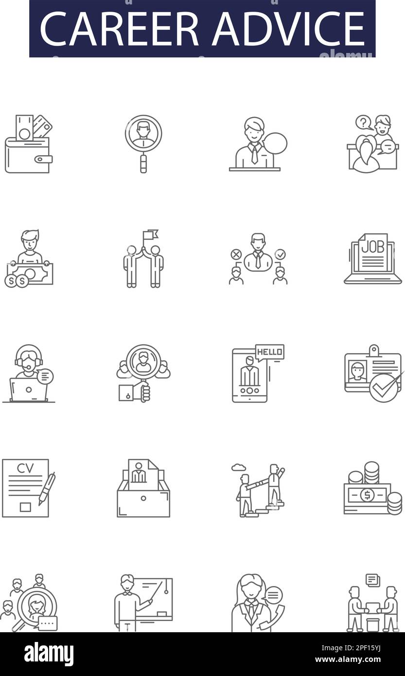 Career advice line vector icons and signs. Career, Guidance, Job, Plan ...