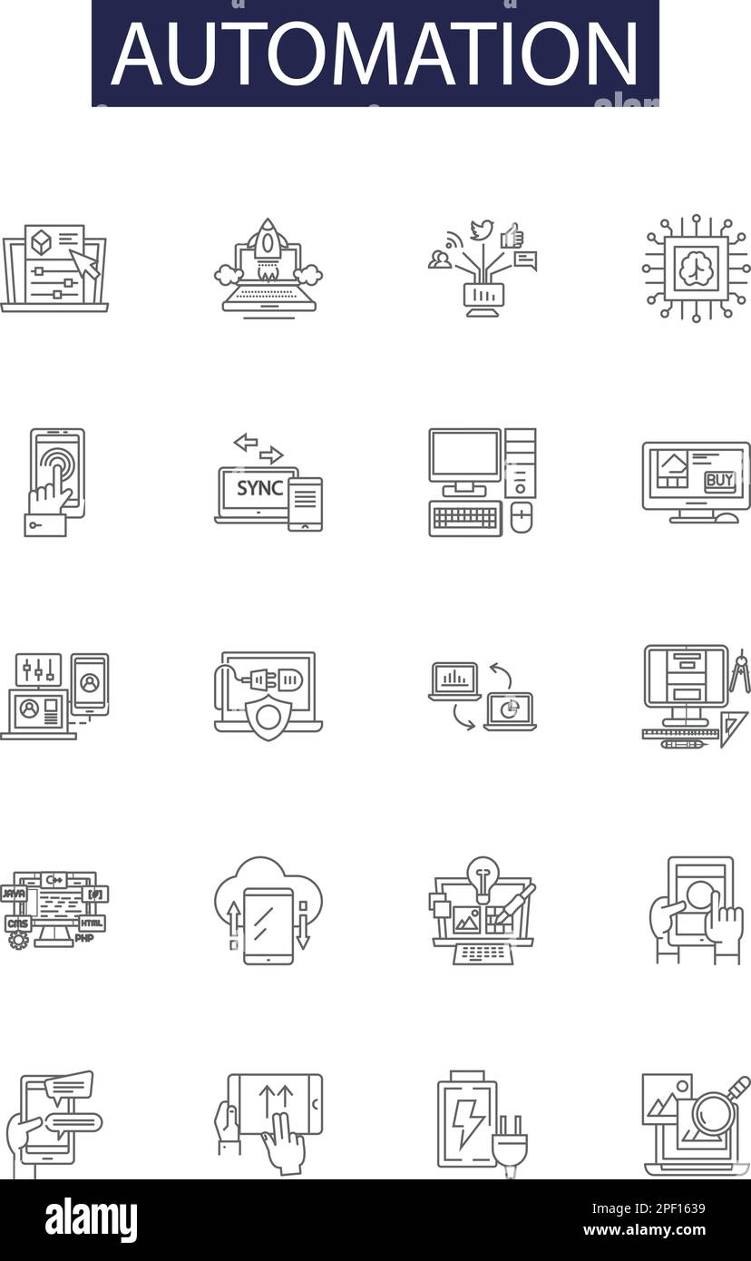 Automation Line Vector Icons And Signs Robotics Mechatronics Ai