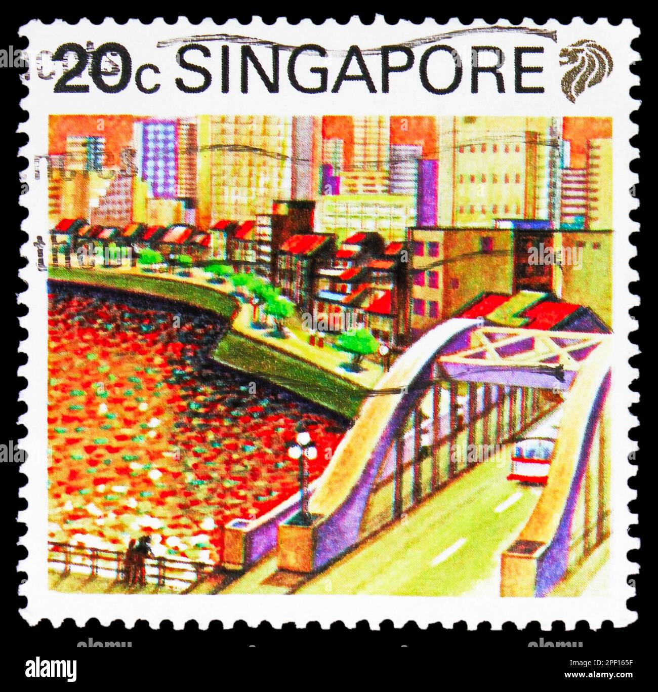 MOSCOW, RUSSIA - FEBRUARY 17, 2023: Postage stamp printed in Singapore ...