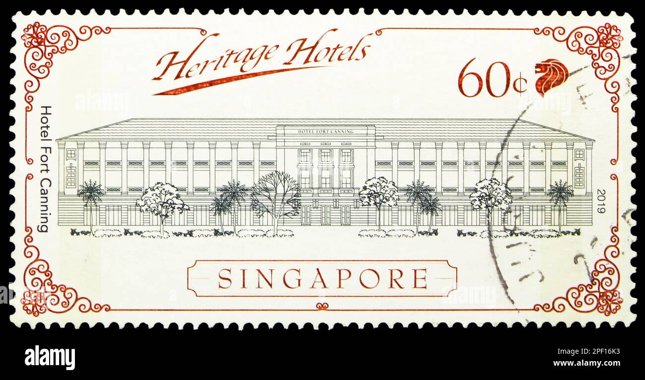 MOSCOW, RUSSIA - FEBRUARY 17, 2023: Postage stamp printed in Singapore ...