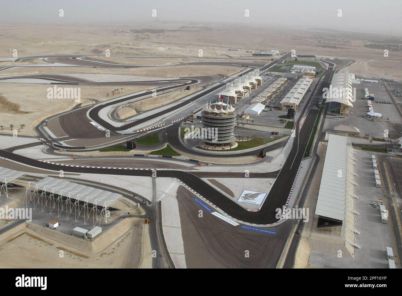 Aerial view of the newly completed Bahrain International Circuit ...