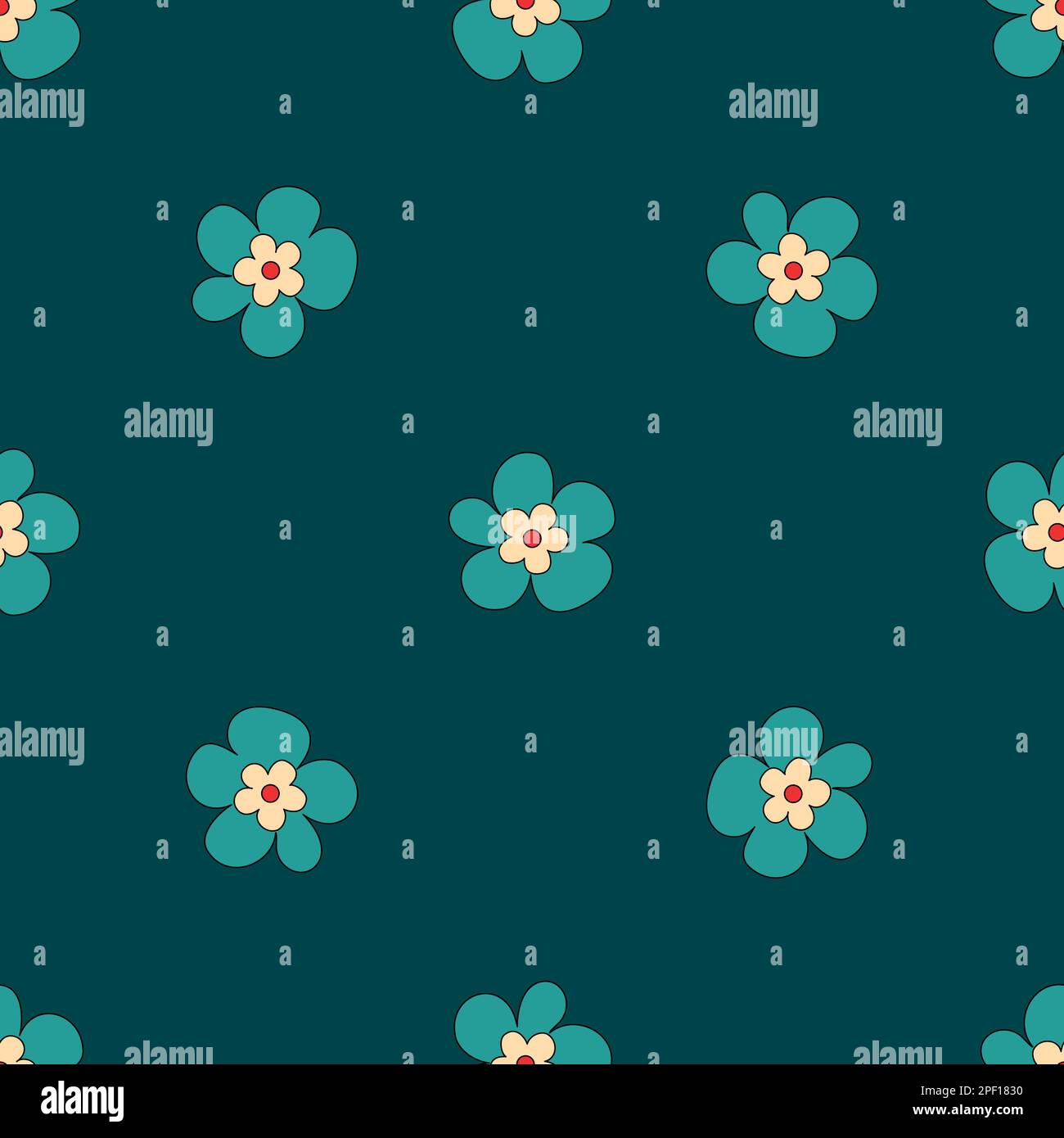 Cute floral vector pattern with small blue flowers. Seamless background ...