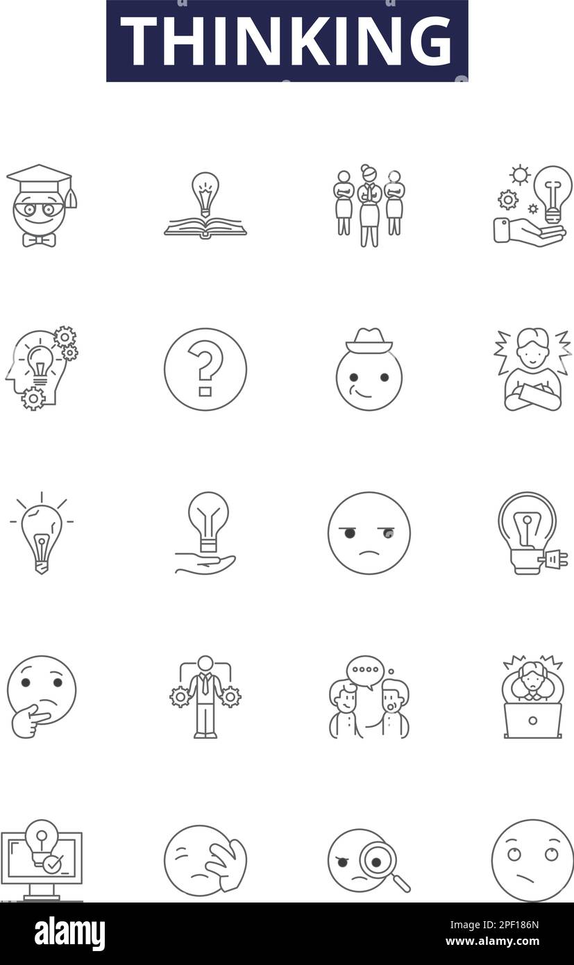 Thinking Line Vector Icons And Signs Pondering Considering Reasoning