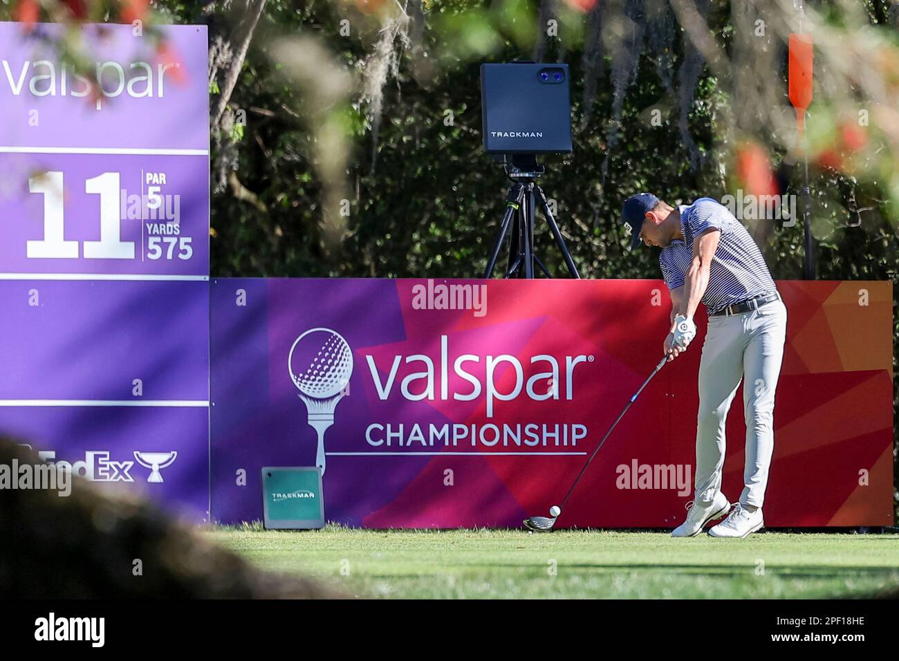 Taylor Moore tees off on the 11th hole during the first round of the ...