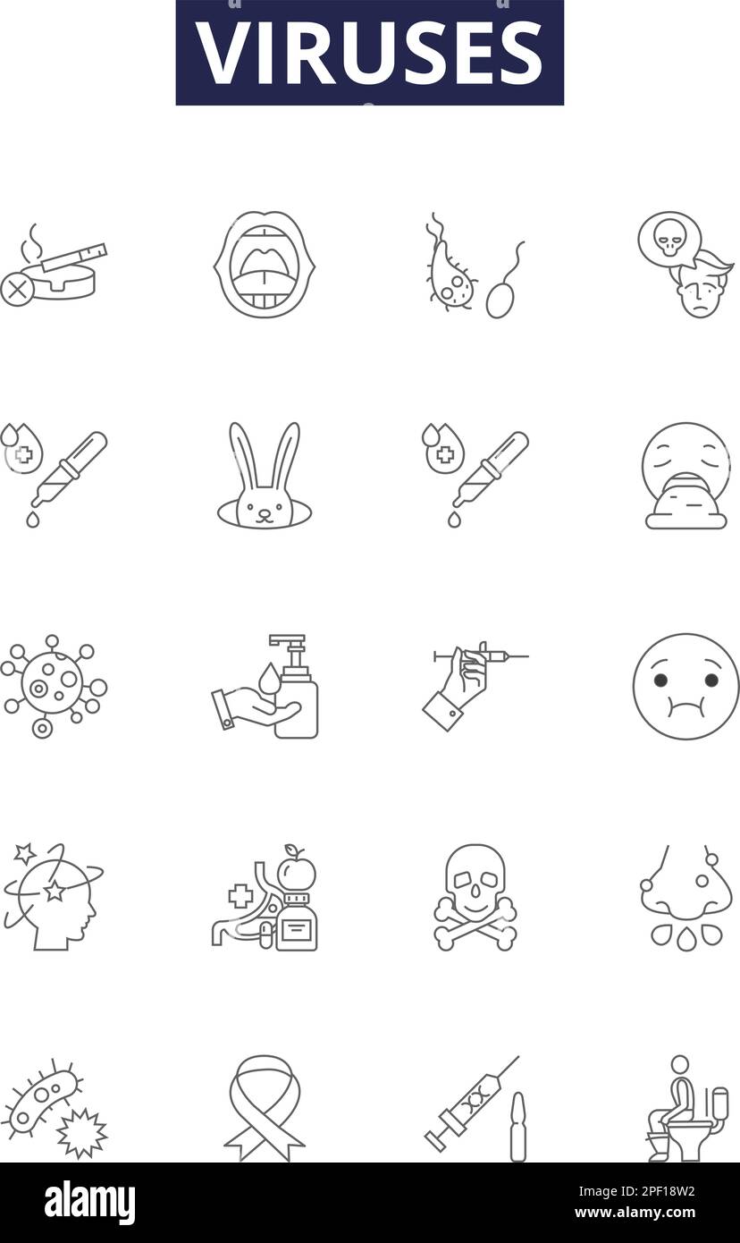 Viruses Line Vector Icons And Signs Microbes Pathogens Contagion Infections Bacteria