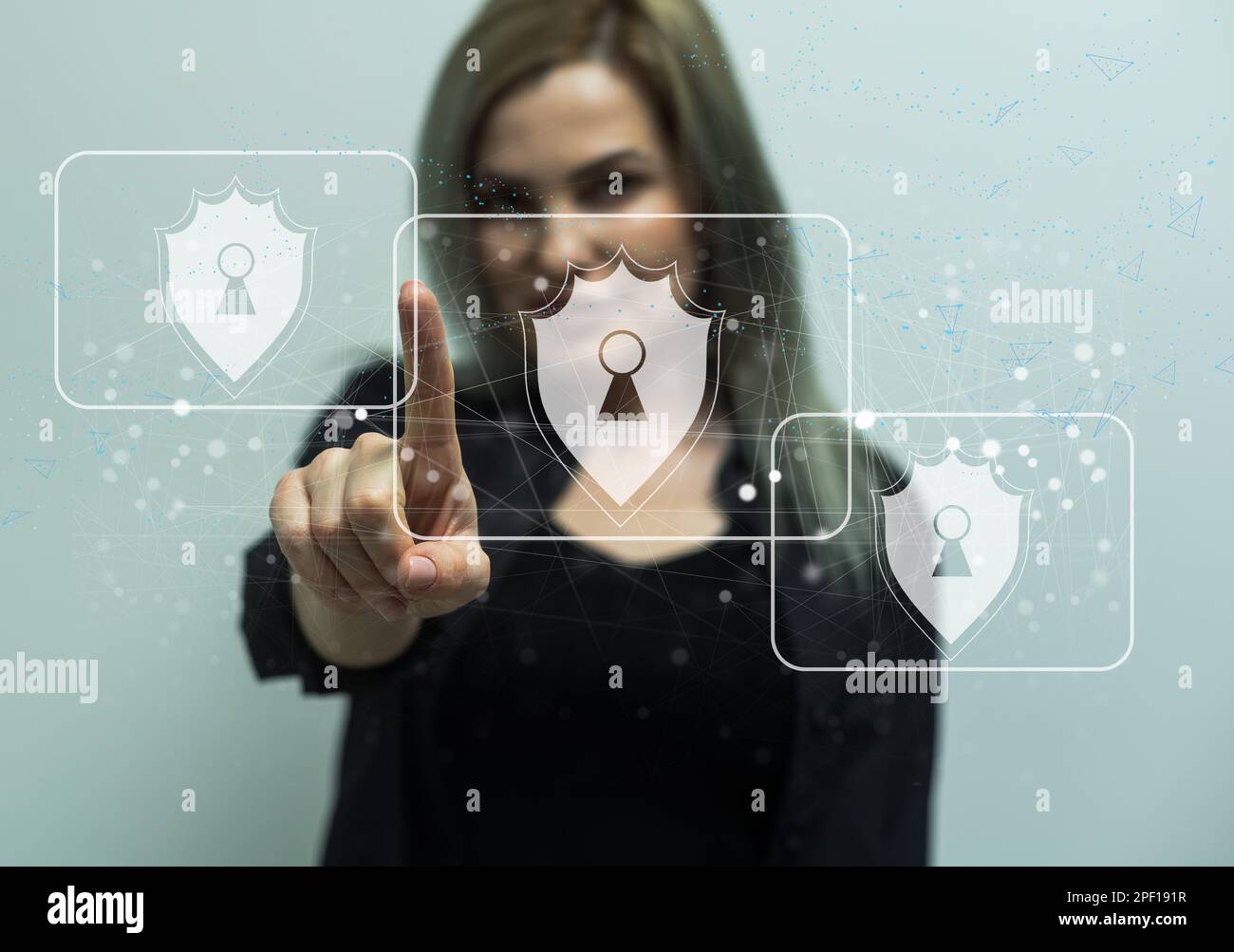 Cyber security and futuristic technology concept, scan password with ...