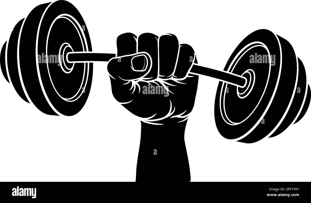 Weight Lifting Fist Hand Holding Barbell Concept Stock Vector Image ...