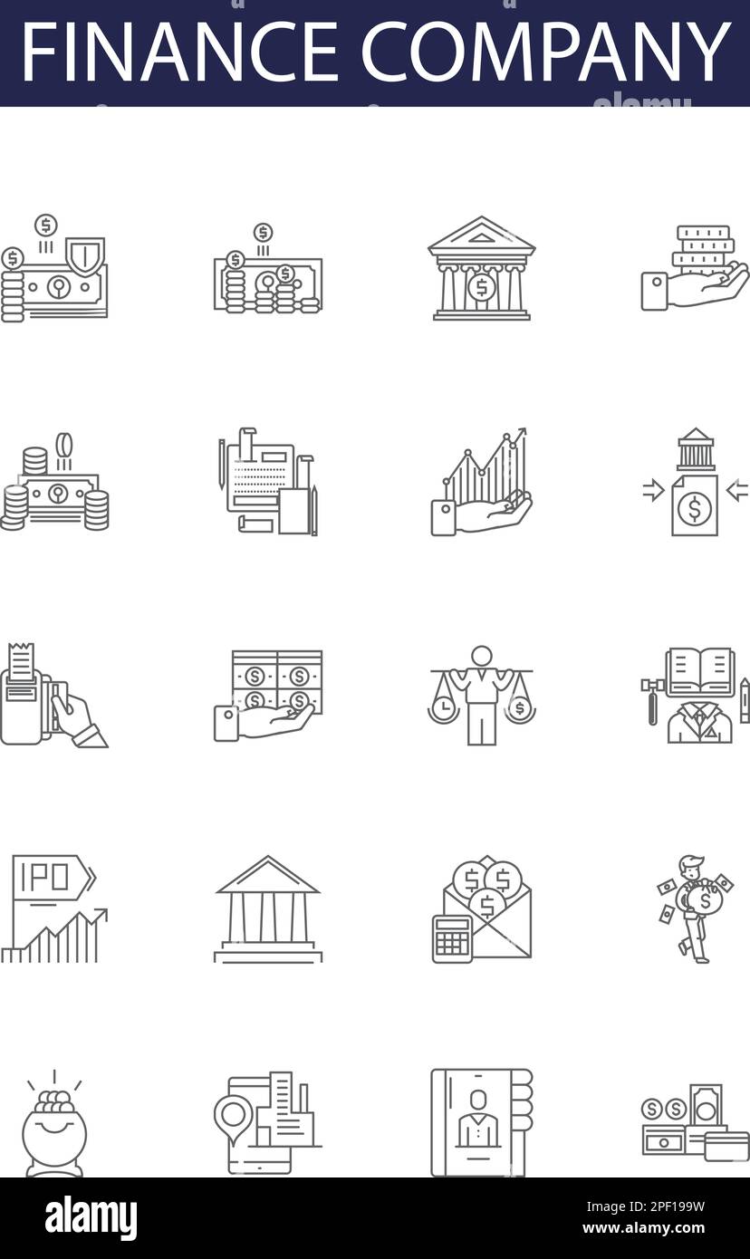 Finance company line vector icons and signs. Company, Banking ...
